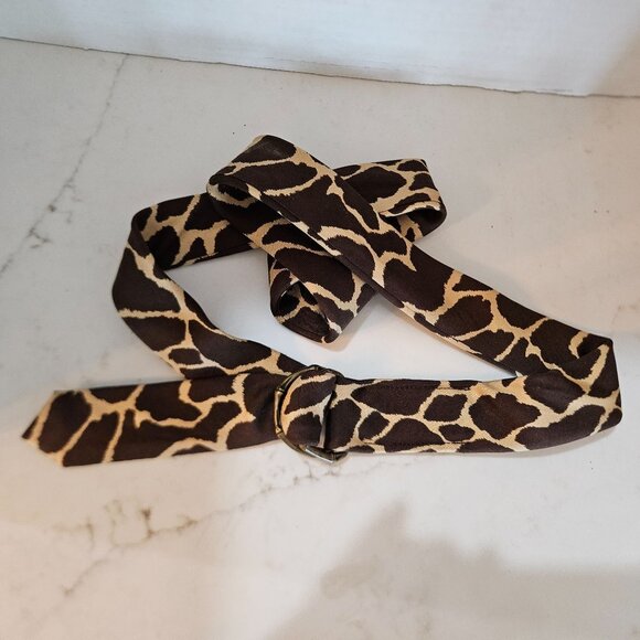 J. Crew | Accessories | J Crew Brown Giraffe Print Silk Belt Ml With ...